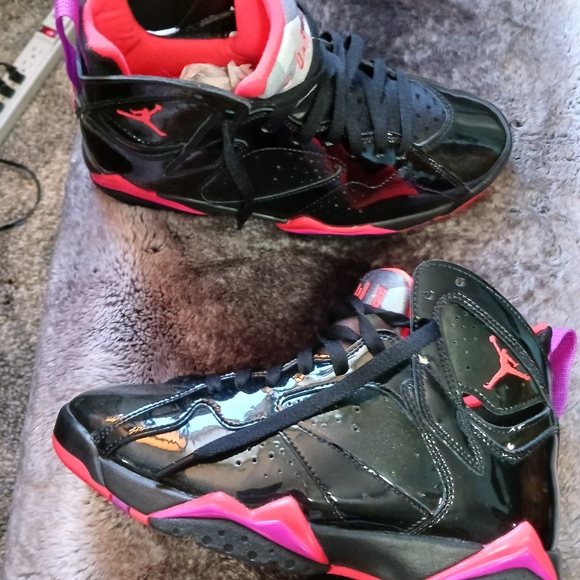 Jordan | Shoes | Limited Edition7 Crimson Patent Leather Hi Top Jordan ...